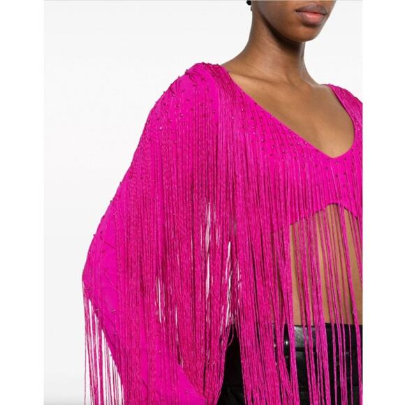 cult gaia | Tops | Cult Gaia Lorena Top In Anemone Fringe Pink Crop ...